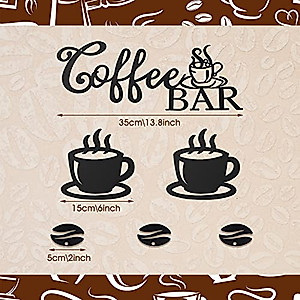 Ferraycle Coffee Bar Rustic Metal Sign Rustic Coffee Bar Hanging Wall Decor Coffee Signs for Coffee Bar Metal Coffee Wall Art for Coffee Bar Home Office Kitchen (Coffee Bar, Bean and Cup Style)