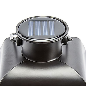 Solar Powered Outdoor Lanterns - 11 Inch Tall, Set of 2, Decorative Candle Lantern for Patio, Waterproof, Black Metal & Glass, LED Pillar Candle, Dusk to Dawn Timer, Batteries Included