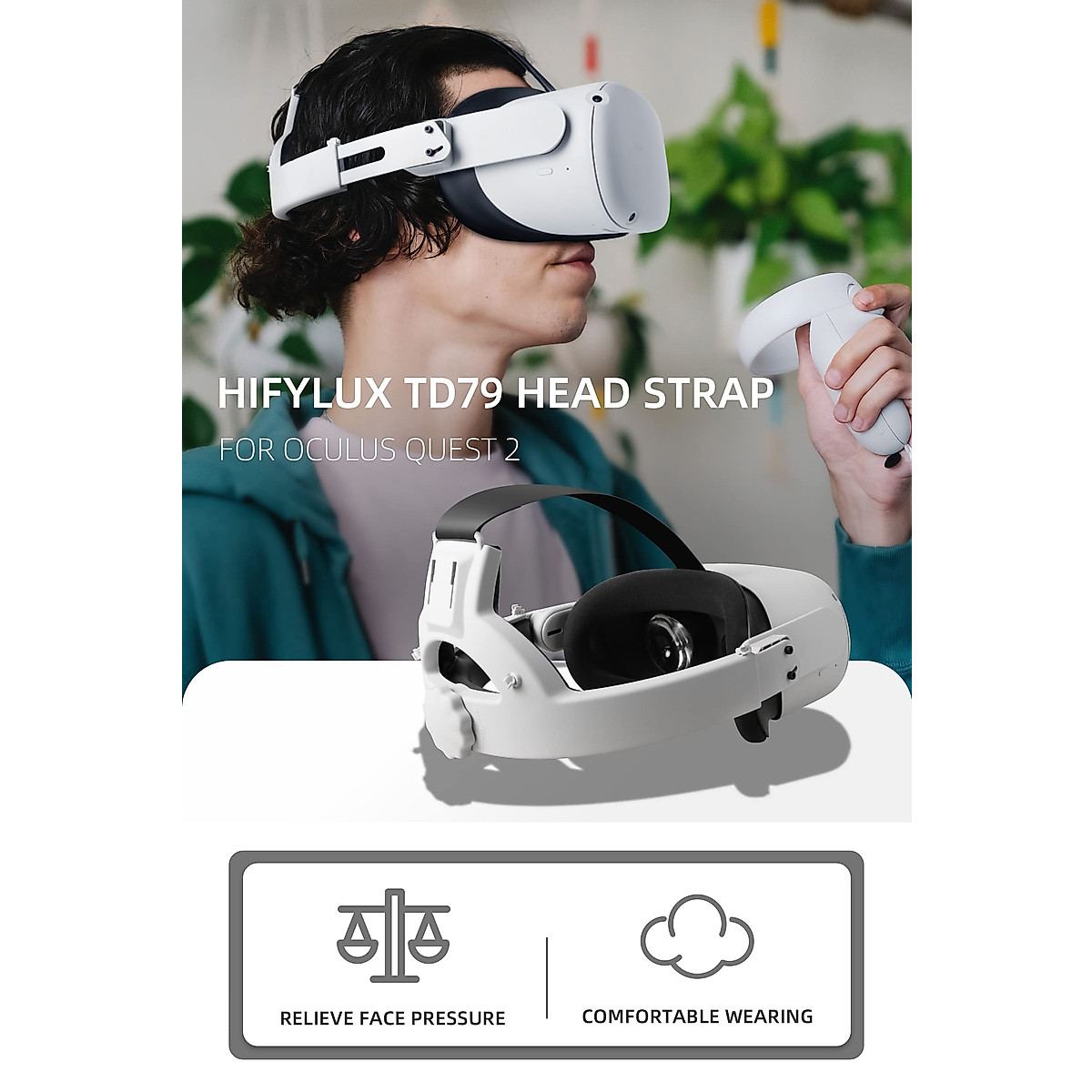 MOOKEENONE 360-degree Stress Reliever Strap Headband Head Strap VR Glasses Accessories for Oculus Quest 2