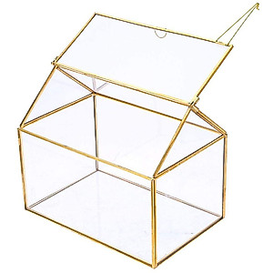 RUNIGOO Card Box for Wedding, Glass Gift Boxes, Clear Terrarium Card Holder Display Box Perfect for Centerpiece Decor, Wedding Receptions, Graduation Party Supplies 9"x5.9"x7.5" (Only Box)