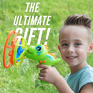 Bubble Gun for Kids Ages 4-8 - Big Bubble Machine for Toddlers 1-3-5 Year Old, Giant Bubble Wand for Outside, Boy Birthday Gifts Ideas, Dinosaur Bubble Blower, Large Bubble Maker, Outdoor Bubble Toys