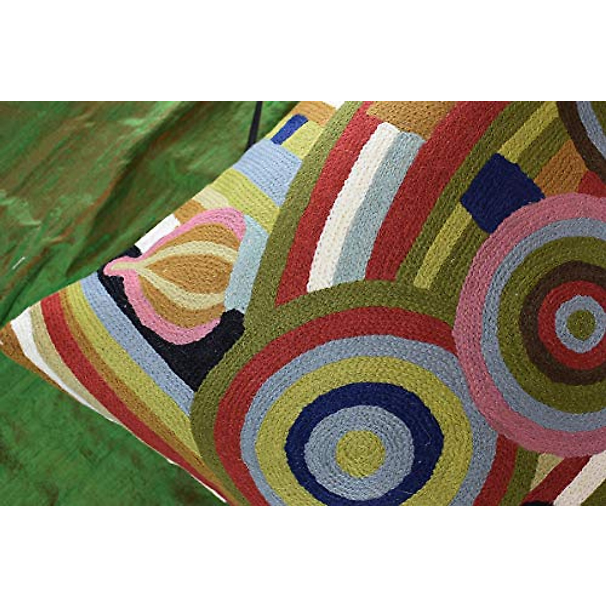 Kashmir Designs Hundertwasser Modern Pillow Cover | Beloved Gardens | Modern Outdoor Pillows | Abstract Couch Cushion| Modern Farmhouse Pillows | Mid Century Chair Cushions | Handmade Wool Size 18x18
