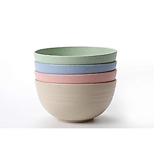 Flux Kitchenware Unbreakable Cereal Bowls - Wheat Straw Fiber - Lightweight Bowl - Dishwasher Microwave Safe - BPA Free - Ideal for Cereal Salad Soup Noodle Rice Fruit Dessert (4 Pieces)