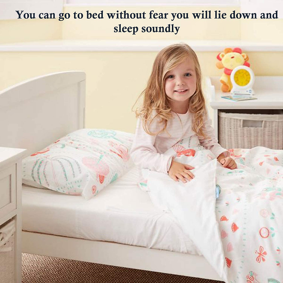 PLAIN PRINTED LINEN 3-Piece Toddler Sheet Set, 100% Cotton Fitted Sheet, Flat Sheet and Envelope Pillowcase, Toddler Bed Set,Crib Sheets Set,Mini Crib Sheets (White Solid)