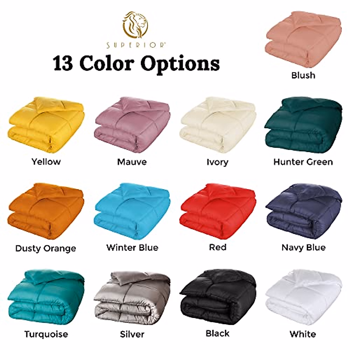 SUPERIOR Down Alternative All Season Comforter - Medium Fill Weight, Perfect for Winter and Summer - Bedding for Bed, Delicate and Soft Quilt, Bedding Duvet Inserts & Bed Sets, Twin/Twin XL, Navy Blue