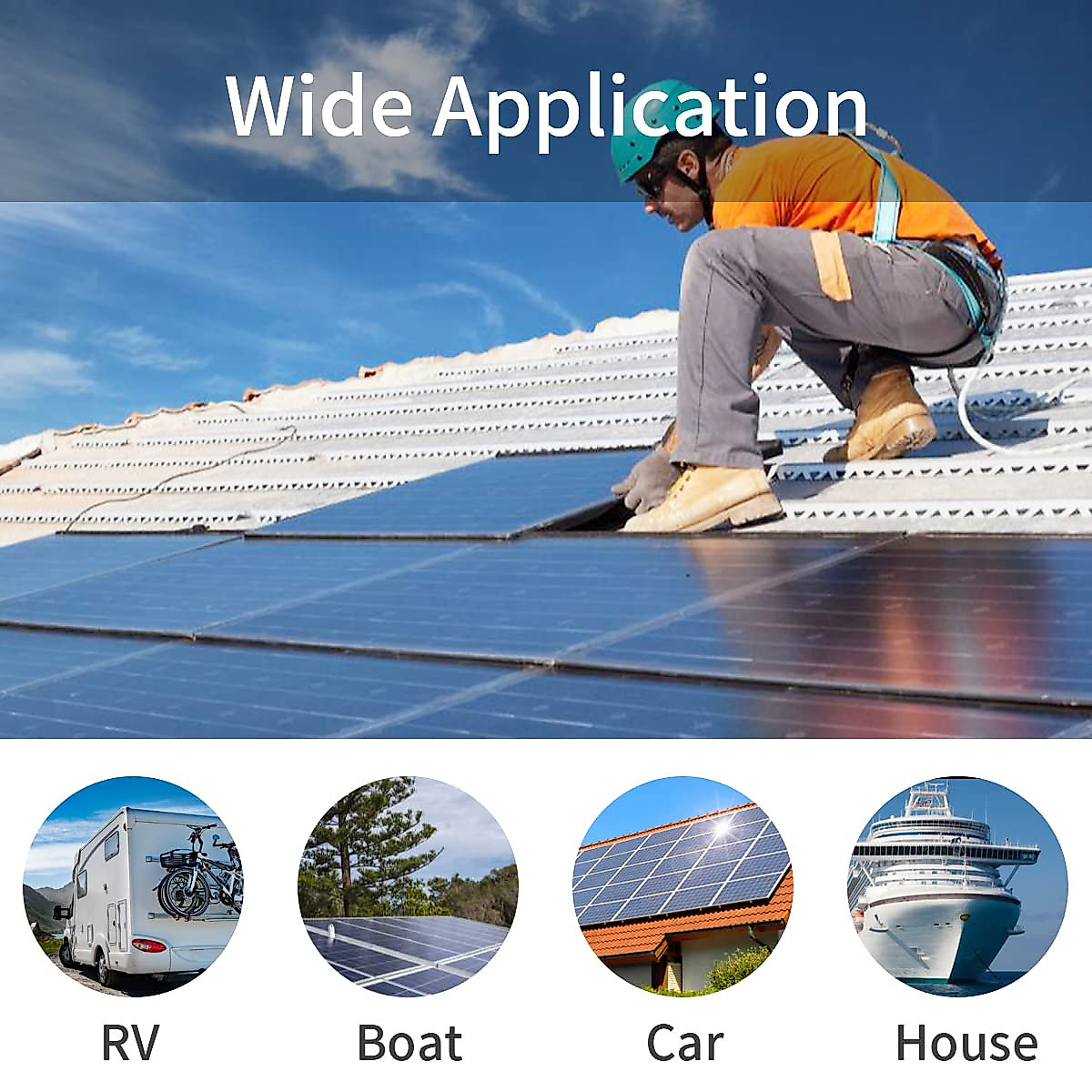 ELFCULB Solar Panel Extension Cable-1Pair 10AWG 6FT Solar Extension Cable Black＆Red with Male/Female Connectors Solar Panel PV Cable Wire with Extra Pair of Connectors Solar Panel Adaptor Kit