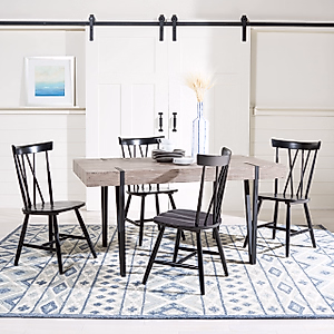 SAFAVIEH Home Collection Alyssa Mid-Century Rustic Industrial Grey Oak/Black Dining Room Table DTB7000C, 0