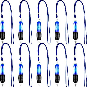 Jetec 10 Pieces Big Weighted Fat Pens Retractable Blue Body Ballpoint Pens with Hanging Rope Large Wide Grip Pens for Arthritis, Hand Pain, Parkinson, Tremors, Carpal Tunnel