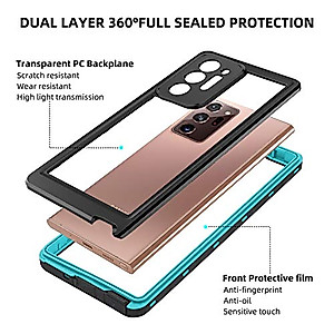 WIFORT Samsung Galaxy Note 20 Ultra Waterproof Case Built-in Screen Protector Water Resistant Cover Protective Drop Protection Hard, Shockproof Full Body Case for Samsung Note 20 Ultra 5G, Teal