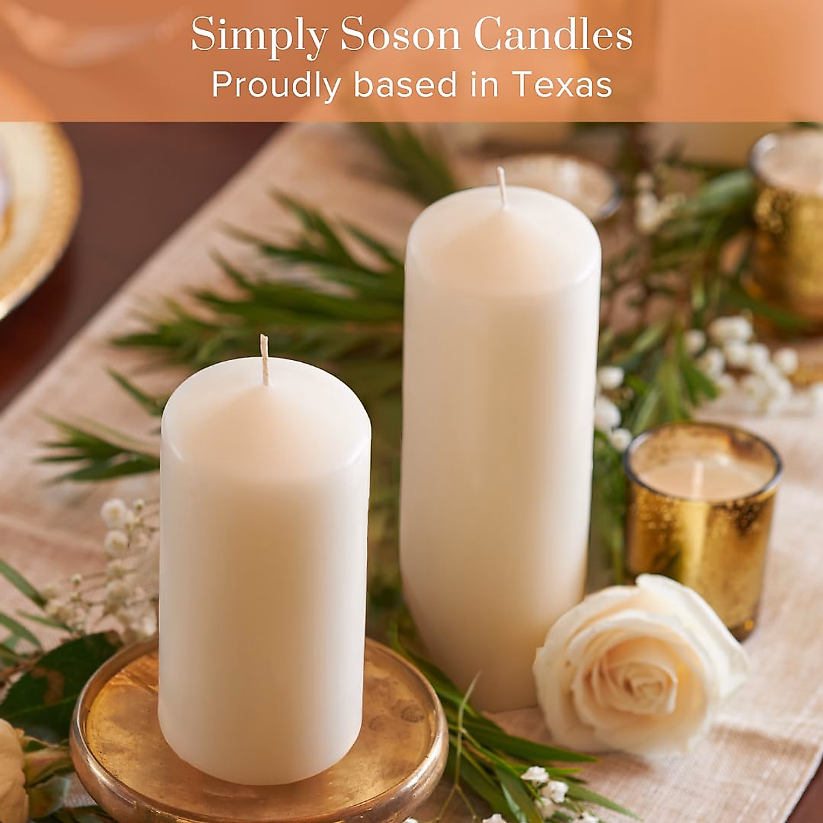 Simply Soson 2.5x6 inch Ivory Pillar Candles, Ivory Candles, Set of 6 Ivory Pillar Candles Bulk 2.5x6, Emergency Candles, Tall Candles, Wax Candle, Unscented Candles, Candle Pack Cone Tip Ivory Pillar