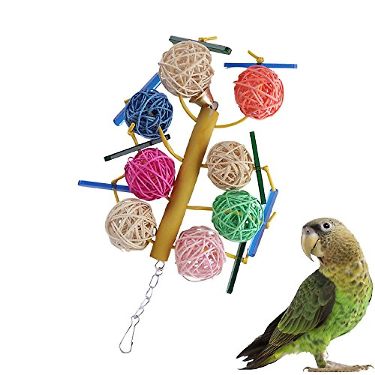 Messar 2 Pack Bird Chew Toys with Bells for Parrots Lovebirds Hanging Cage Toy