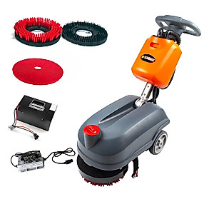 14" Commercial Compact Floor Scrubber Dryer Machine, 14500 sqft/h, 4-Gal Sewage Tank, 3.5 Hour Fast Charging Efficient Cleaning for Hard Floors