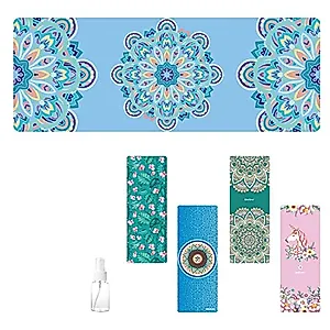 Meileer Yoga Mat |Travel Yoga Mat| Foldable Lightweight Anti-Slip Quick Dry Luxurious Yoga Mat/Towel|1mm Thick|Spray Bottle Included (Cytzle)
