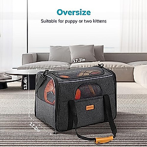 Pet Travel Carrier Bag, Morpilot Portable Pet Bag - Folding Fabric Pet Carrier, Travel Carrier Bag for Dogs or Cats, Pet Cage with Locking Safety Zippers, Foldable Bowl, Airline Approved