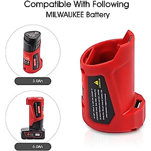 Jialitt USB Power Source Power Adapter Charger for Milwaukee 12V M12 Lithium-ion Battery