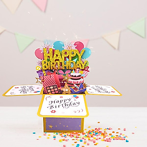 Asmallgf Happy Birthday Pop Up Card for Women Men, Funny Bday Gift for Girls Boys, Sweet Birthday 3D Greeting Card for Him Her, Unique Birthday Gift Idea for Daughter Niece