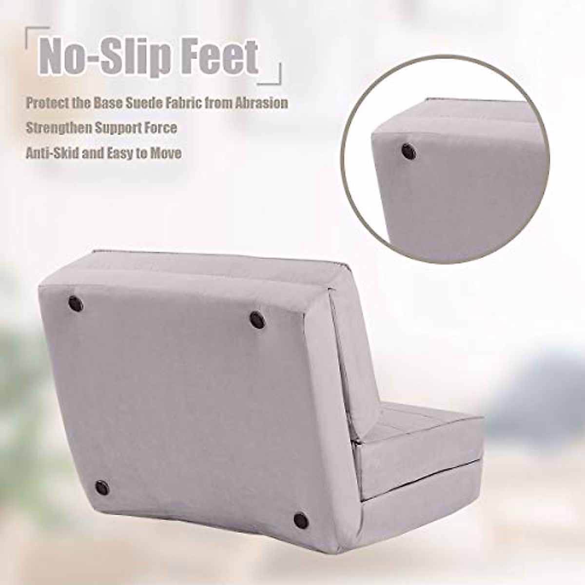 Giantex 5-Position Adjustable Convertible Flip Chair, Sleeper Dorm Game Bed Couch Lounger Sofa Chair Mattress Living Room Furniture, Gray