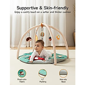 Baby Play Mat, Besrey 7 in 1 Thicker Baby Play Gym, 5 Zoo Theme Developmental Toys Tummy Time Mat, 2 Replaceable Washable Mat Cover, Soft Pillow & Cushion, Activity Gym Mat for Toddler Infant Newborn
