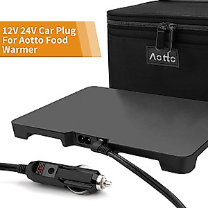Aotto 12V 24V 110V 3-in-1 Portable Oven Food Warmer Vehicle Plug Power Cable, 12V 24V Cigarette Lighter Power Supply Cable, DC 5.5 x 2.1mm Car Charger Connector Cord, Black