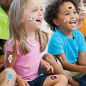 Konsait 300+pcs Temporary Tattoos for Kids Boys Girls Children's Birthday Party Bag Filler Gift Party Favors, 200+ Kids Fake Tattoo Stickers- Animal Fruit Butterfly Monster Fairy Panda Whale