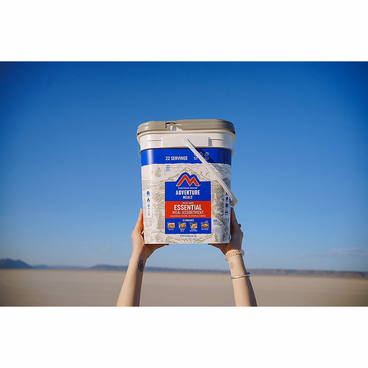 Mountain House Essential Bucket | Freeze Dried Backpacking & Camping Food | 22 Servings | Gluten-Free