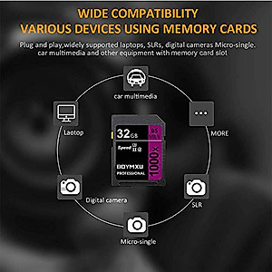 32GB Memory Card, BOYMXU Professional 1000 x Class 10 Card U3 Memory Card Compatible Computer Cameras and Camcorders, Camera Memory Card Up to 95MB/s, Purple/Black