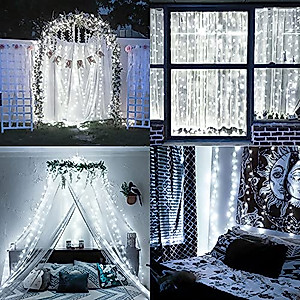 hyrion Warm White Curtain String Light + White LED Curtain Light