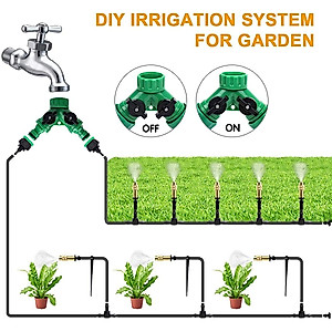 VAlinks Garden Automatic Drip Irrigation Set, 33ft/10m Drip Irrigation Kits with Adjustable Copper Nozzles Drippers,1/4" Blank Tube Watering Kit for Patio Lawn Garden Greenhouse Flower Bed