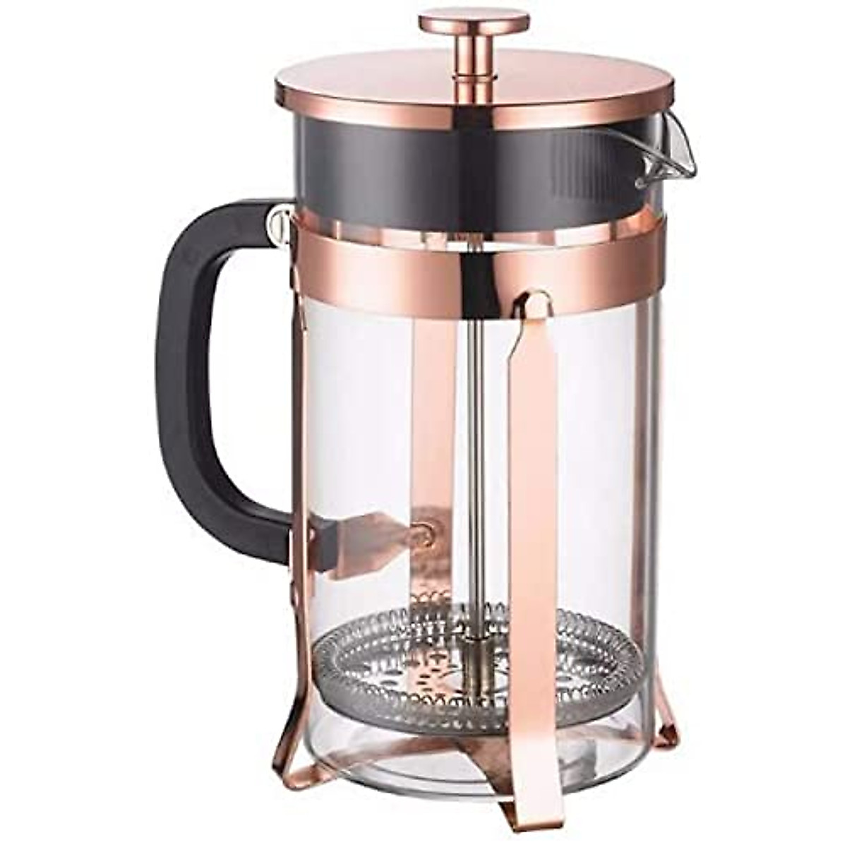 1L Press Coffee Maker with Coffee Plunger, Filter, Borosilicate Glass Jug,Stainless Steel Cafetiere Espresso And Tea Maker,Bronze