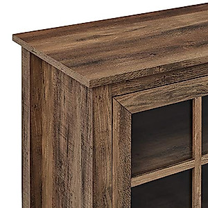 Walker Edison Portsmouth Classic 2 Glass Door TV Stand for TVs up to 80 Inches, 70 Inch, Rustic Oak