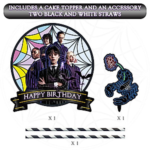 Wednesday Cake Toppers Set, Cake Decorations for Addams Theme Birthday Party Supplies