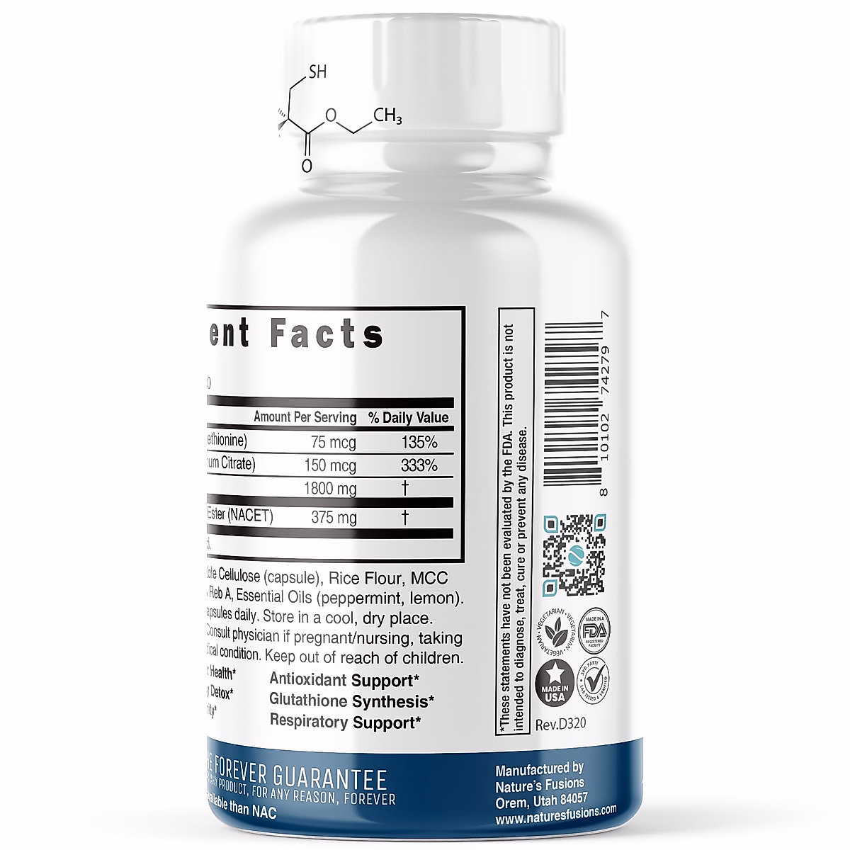 Nature's Fusions Neuro NAC Supplement 375mg Extra Strength with 1800mg Glycine - N-Acetyl Cysteine Ethyl Ester - 20x More Bioavailable Than NAC 600 mg - Boost Glutathione 10x More Than Liposomal