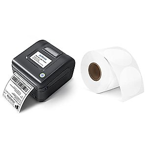 POLONO Label Printer, PL420 4x6 Thermal Printer, High-Speed Shipping Label Printer, Commercial Direct Thermal Printer, 2" White Circle Direct Thermal Labels, Self-Adhesive Thermal Stickers Labels