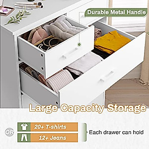 Hasuit White Dresser for Bedroom, Tall 7 Drawer Dresser with Sturdy Base, Wood Storage Tower Clothes Organizer, Large Storage Cabinet, Chest of 7 Drawers for Closet, Living Room, Hallway