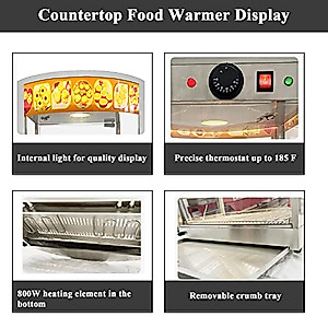14" Food Display Warmer Curved Glass Warming Cabinet Hot Food Showcase Countertop 3 Layers (14"(3 Layer))