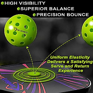 Marc Logan Sports Outdoor Pickleball Balls - Durable & High Performance Pickleball Outdoor Balls | Perfect Pickleball Trainer or Pickleball Gifts for Every Player in-Between | Pickle Ball Sports Balls