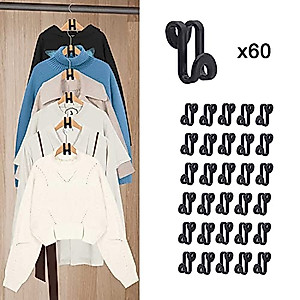 Clothes Hanger Connector Hooks, Cascading Hangers Hooks Space Saving for Clothes Hanger, Closet Organizer Space Savers 60 Pack