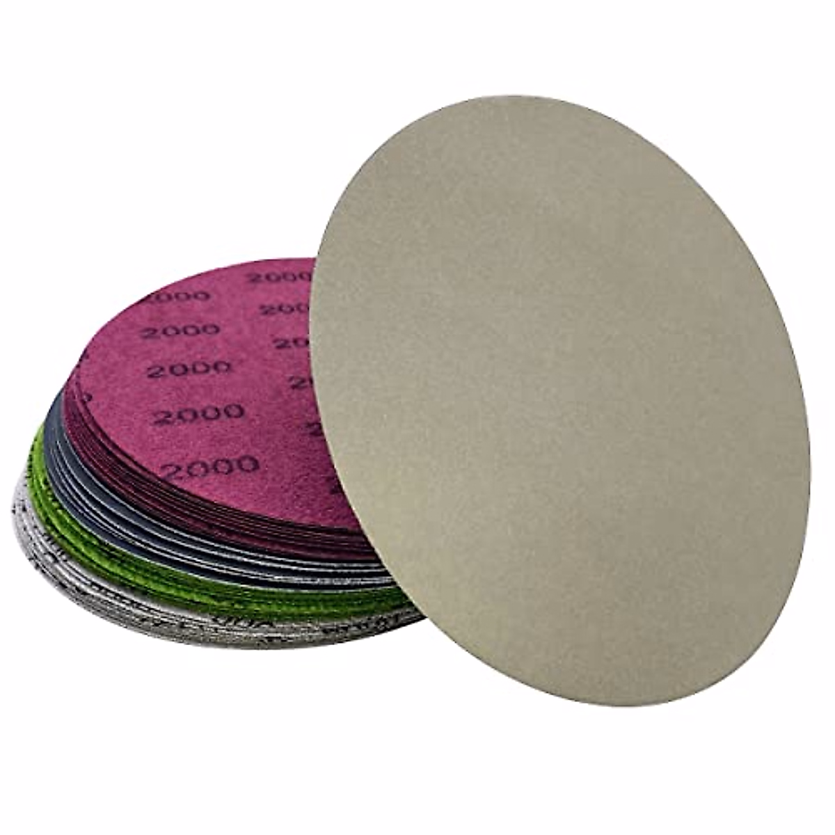 AutKerige 6 Inch Wet Dry Sandpaper, 40 PCS Assorted Grit Sanding Disc (1000/2000/3000/5000) with Premium Silicon Carbide, Hook and Loop Polish Sandpaper for Auto, Wood or Metal Polishing and Sanding
