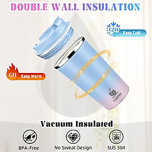 17oz Insulated Travel Coffee Mug with Flip Lid – Leakproof Stainless Steel Insulated Coffee Tumblers, Portable Thermos Cup for Hot & Cold Drinks, Perfect for Camping & On-the-Go