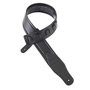 Walker & Williams GB-182 Handmade Cobalt Black Brushed Padded Guitar Strap With Celtic Braid Design For Acoustic, Electric, And Bass Guitars