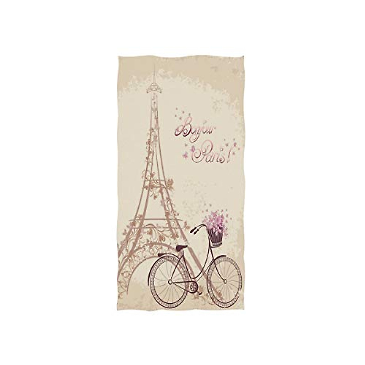 VIKKO Towels Hand Washcloths Polyester Fingertip Towel with Single-Sided Printing for Home Hotel Bathroom Decoration - 30x15 Inch (Bonjour Paris)