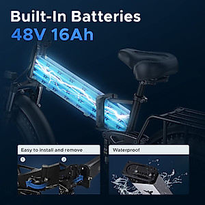 GOLMEZIL ENGWE Engine Pro Folding-Electric-Bike for Adults - Peak 1000W-48V-16AH Electric Bicyles with 24''x4.0 Fat Tire, Up to 28MPH 68Mile Range,Full Suspension Ebikes (Grey)