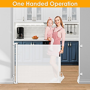 Retractable Baby Gates for Stairs 60” Wide Mesh Baby Gates for Doorways Retractable Dog Gate for Kid Child Gates for stairs Outdoor Baby Gate Toddler Gate for Stair Safety Doorway Baby Gate Deck Gates