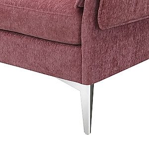 KoiHome 84" Convertible Sectional 2 Pillows, Modern Chenille L-Shaped Couch with Reversible Chaise Lounge, 3-Seater Sleeper Sofa, Fit for Living Room,Office,Apartment, Polyester, Pink