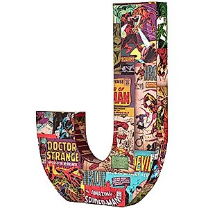 Marvel ME01J4 10 x 1 Red/Blue/Yellow Comics Wood Letter 'J'