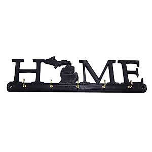 Michigan Home State Key Holder Hanger Rack Rustic Wall Decor - Entryway Jewelry Organization Housewarming New Home Realtor Gift
