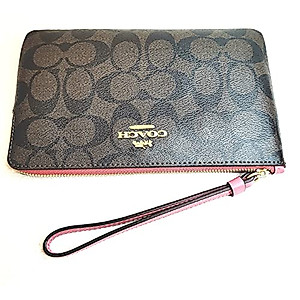 COACH Women'sLarge Corner Zip Wristlet In Signature Canvas 6648