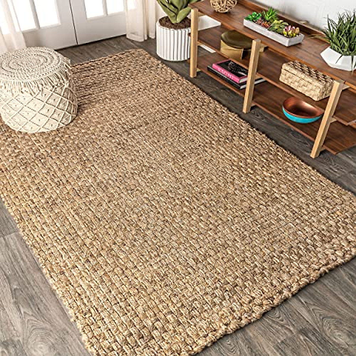 JONATHAN Y Estera Hand Woven Boucle Chunky Jute Natural 3 ft. x 5 ft. Area-Rug, Farmhouse, Easy-Cleaning, for Bedroom, Kitchen, Living Room,Natural Color