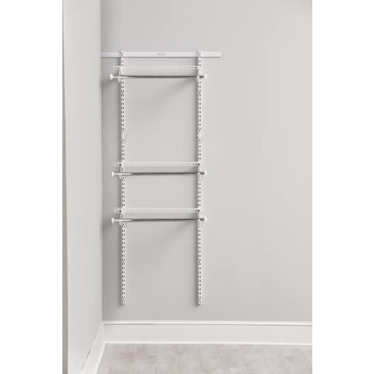 Rubbermaid Expandable Closet Shelf Kit, 2-4 ft., White, for Home/Closet/Garage/Laundry/Mudroom/Basement/House