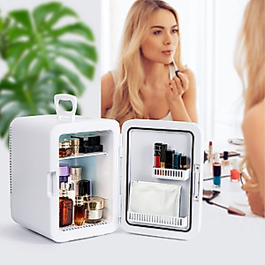 AstroAI Mini Fridge 6 Litre, 8 Can Skincare Fridge, AC/DC Portable Beauty Fridge for Skincare, Cosmetics, Bedroom (Mirror & Light)